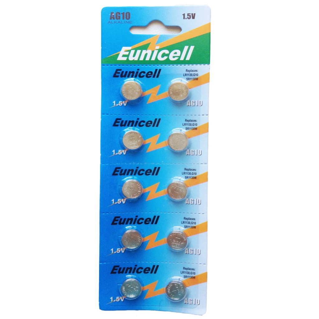 10 x Eunicell AG10 / LR54 1.5V Alkaline Batteries - Discountbattery