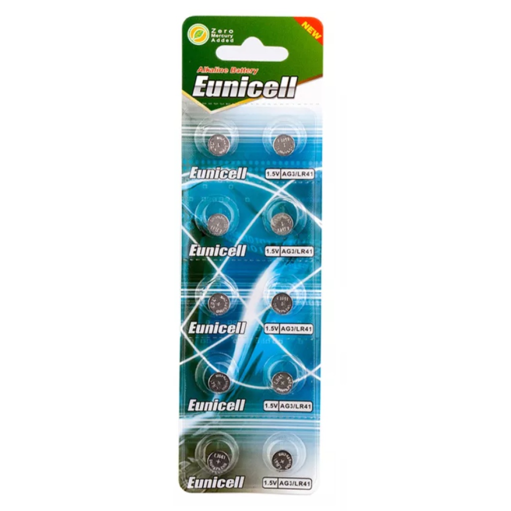 10 x Eunicell AG3 / LR41 1.5V Alkaline Batteries - Discountbattery